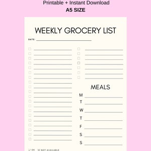 Simple Grocery List, Grocery List Printable, Meal Planner Template ...