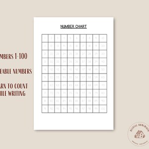 Number Chart Worksheet, 1-100 Number Chart, Traceable Number Chart ...