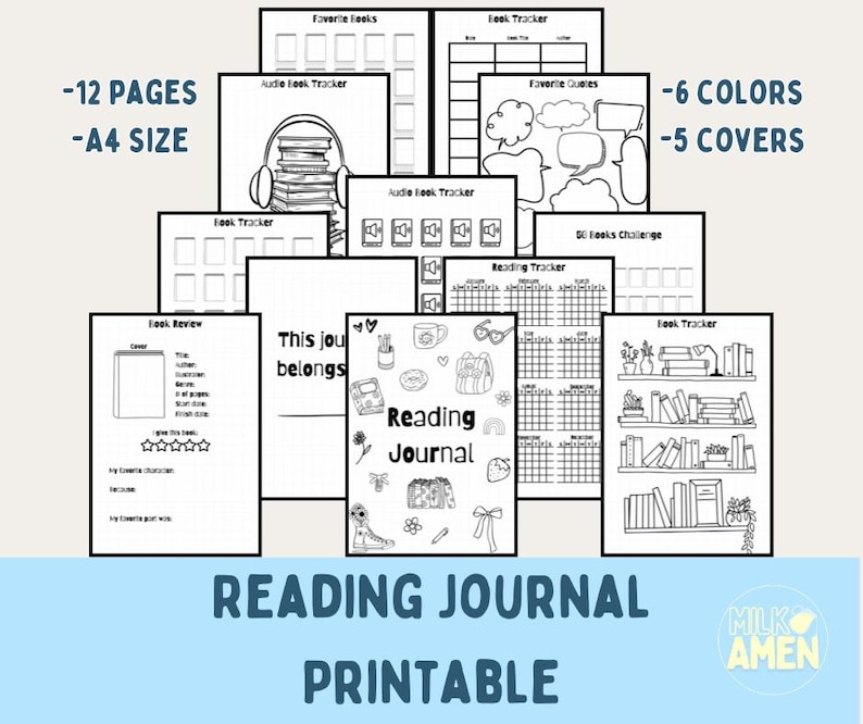 Printable Reading Journal for Kids, A4 Digital Book Tracker PDF ...