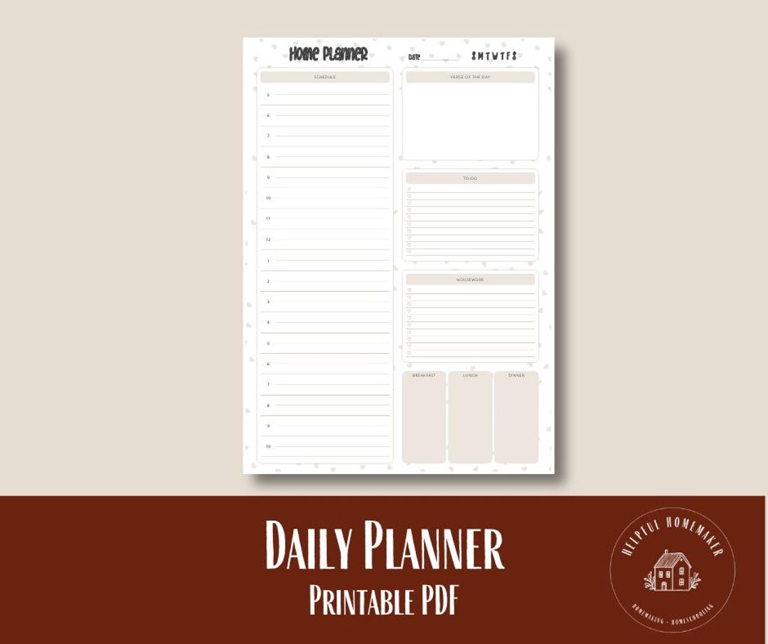 Daily Planner for Stay-at-home Moms and Homemakers, Daily Planner ...