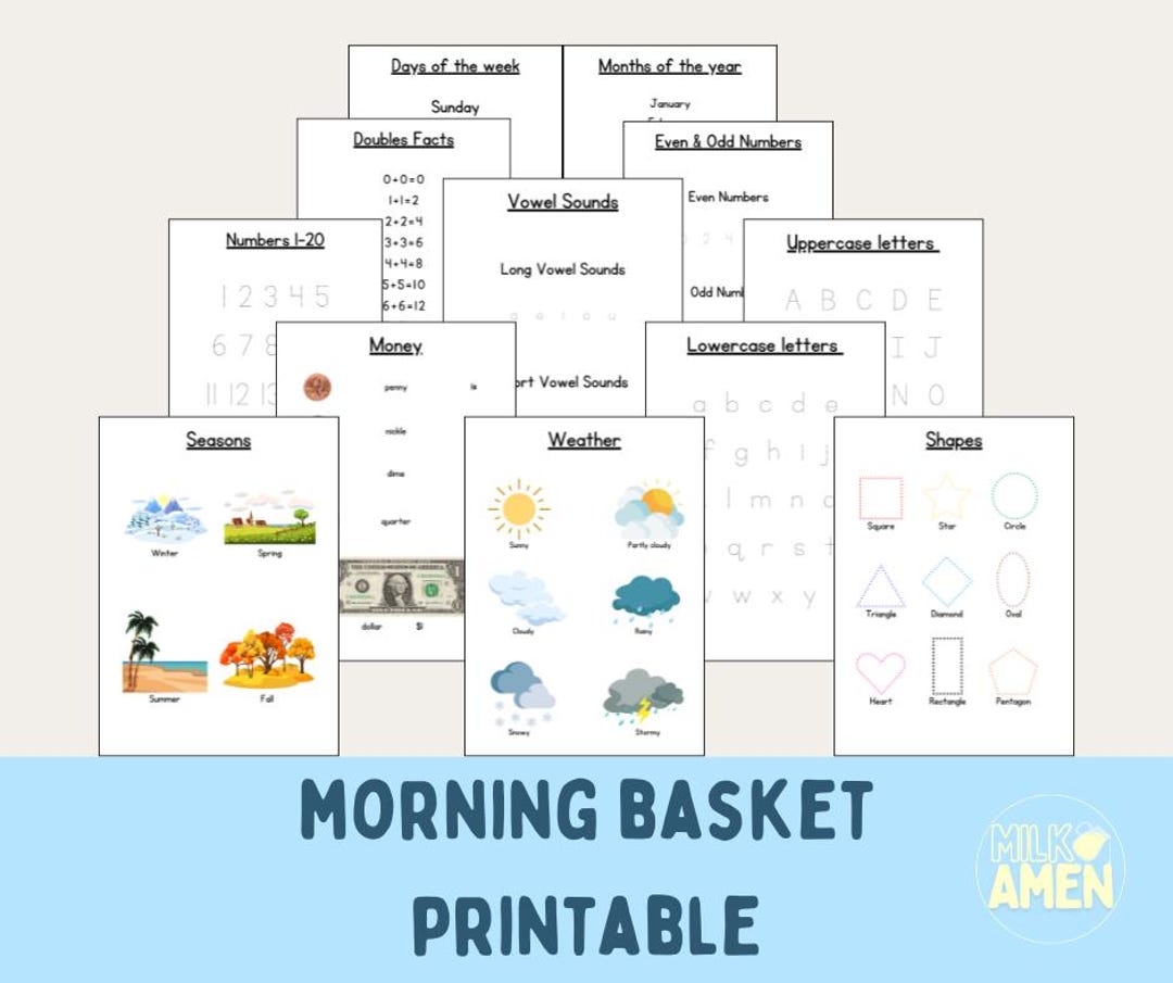 Morning Basket Printable Bundle | Homeschool Daily Review Charts ...