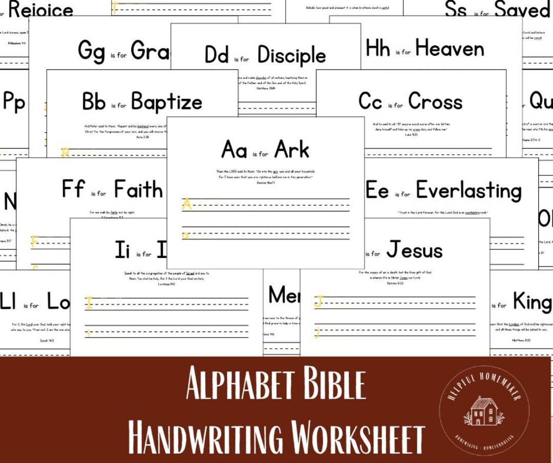 Alphabet Bible Handwriting Worksheet, HOMESCHOOL, SUNDAY SCHOOL ...