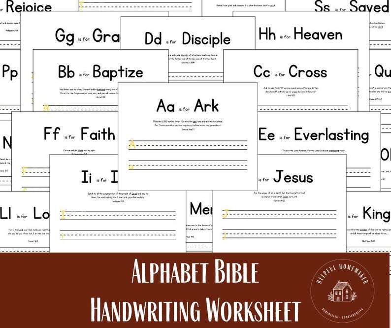 Alphabet Bible Handwriting Worksheet, HOMESCHOOL, SUNDAY SCHOOL ...