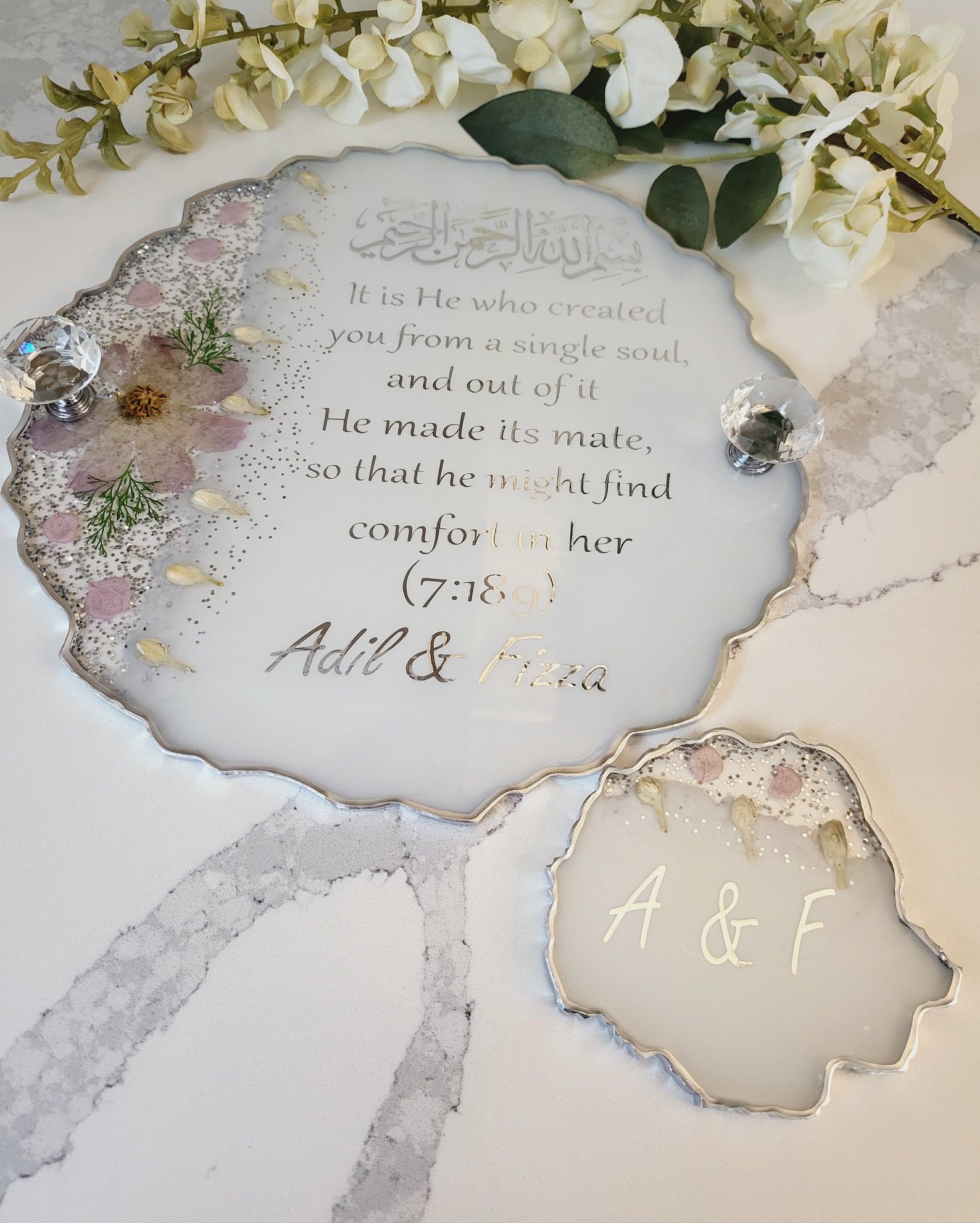 Personalized Wedding Tray W/ring Holder,nikkah Ring Tray,ring Tray ...