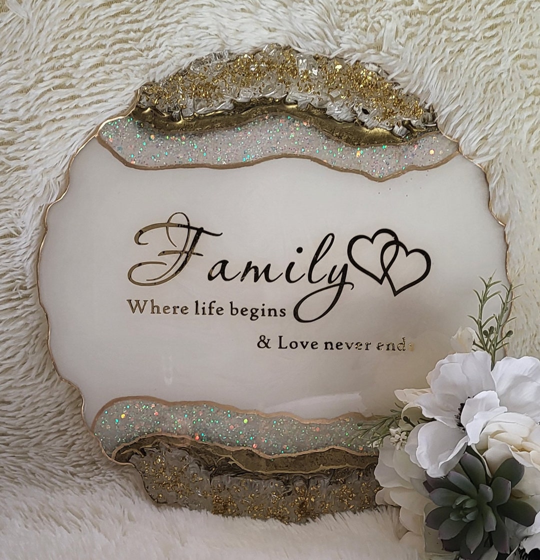 Resin Family Sign With Clear Stand, Decorative Sign, Resin Craft ...