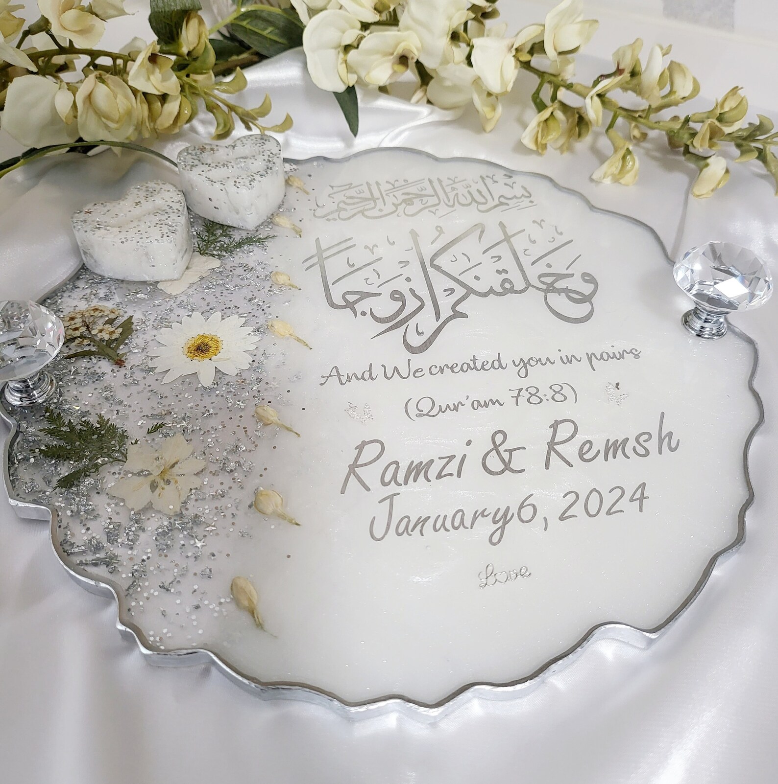 Personalized Wedding Tray W/ring Holder,nikkah Ring Tray,ring Tray ...