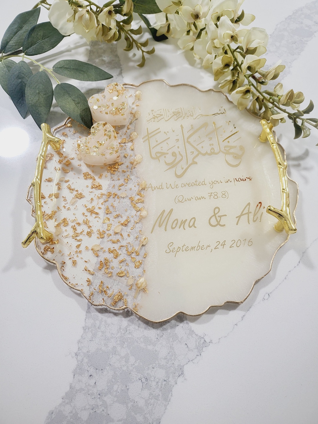 Personalized Wedding Tray W/ring Holder,nikkah Ring Tray,ring Tray ...