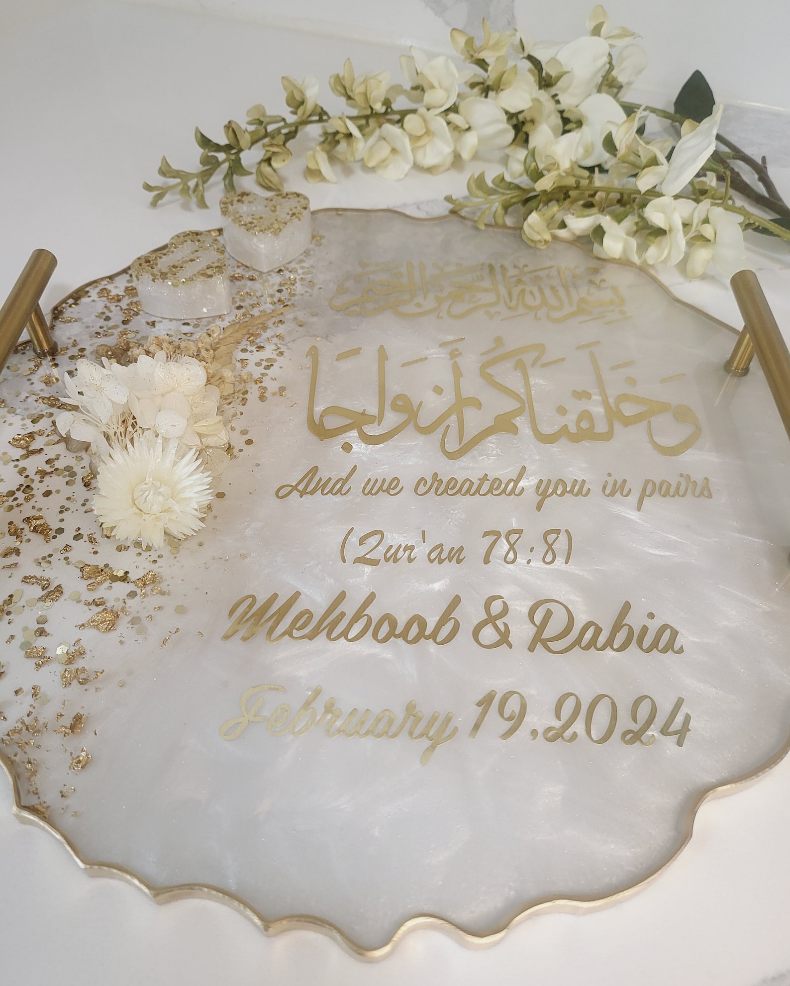 Personalized Wedding Tray W/ring Holder,nikkah Ring Tray,ring Tray ...