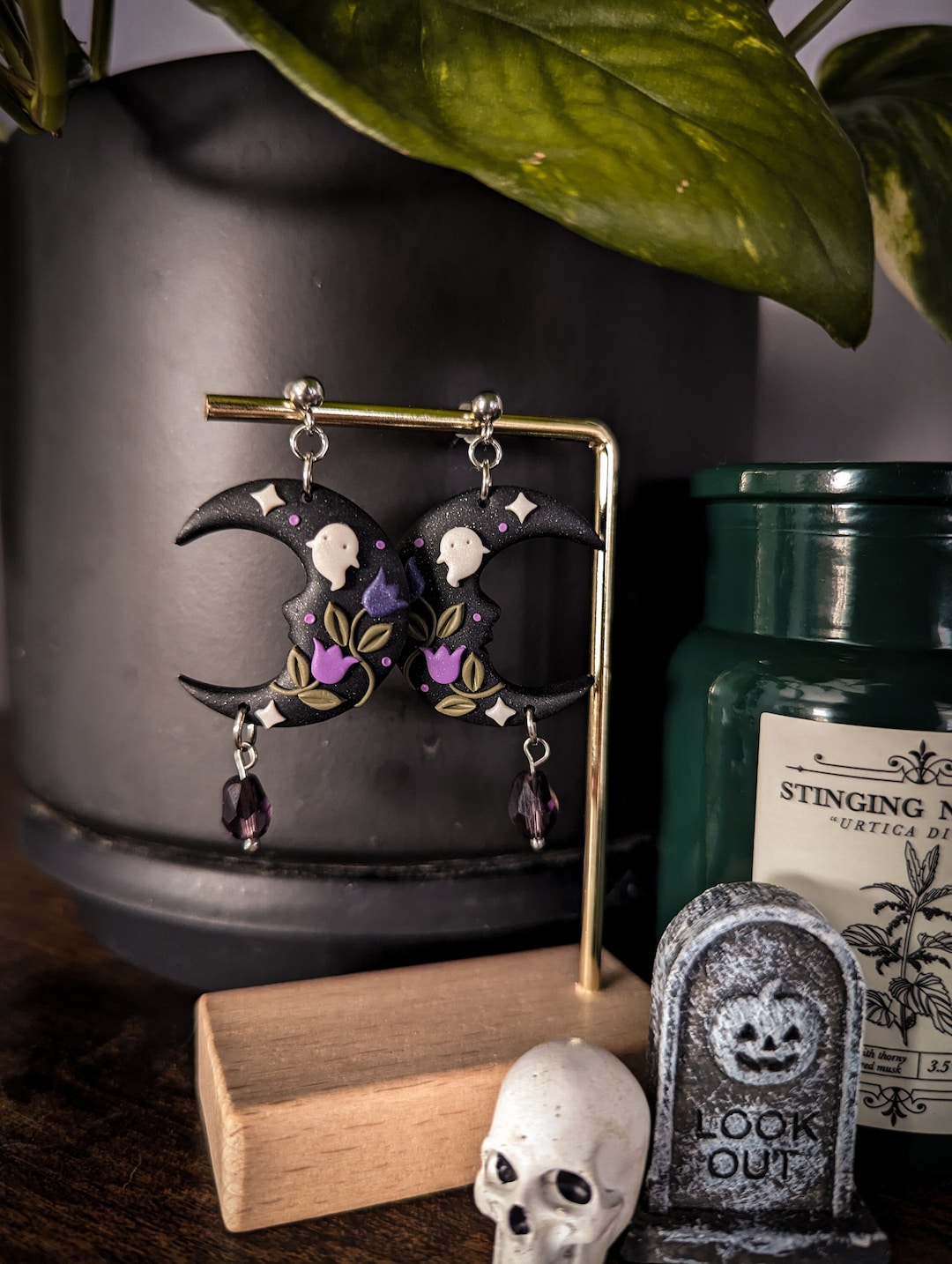 Haunted Moon Earrings | Enchanted Garden Collection | Halloween Ghost ...