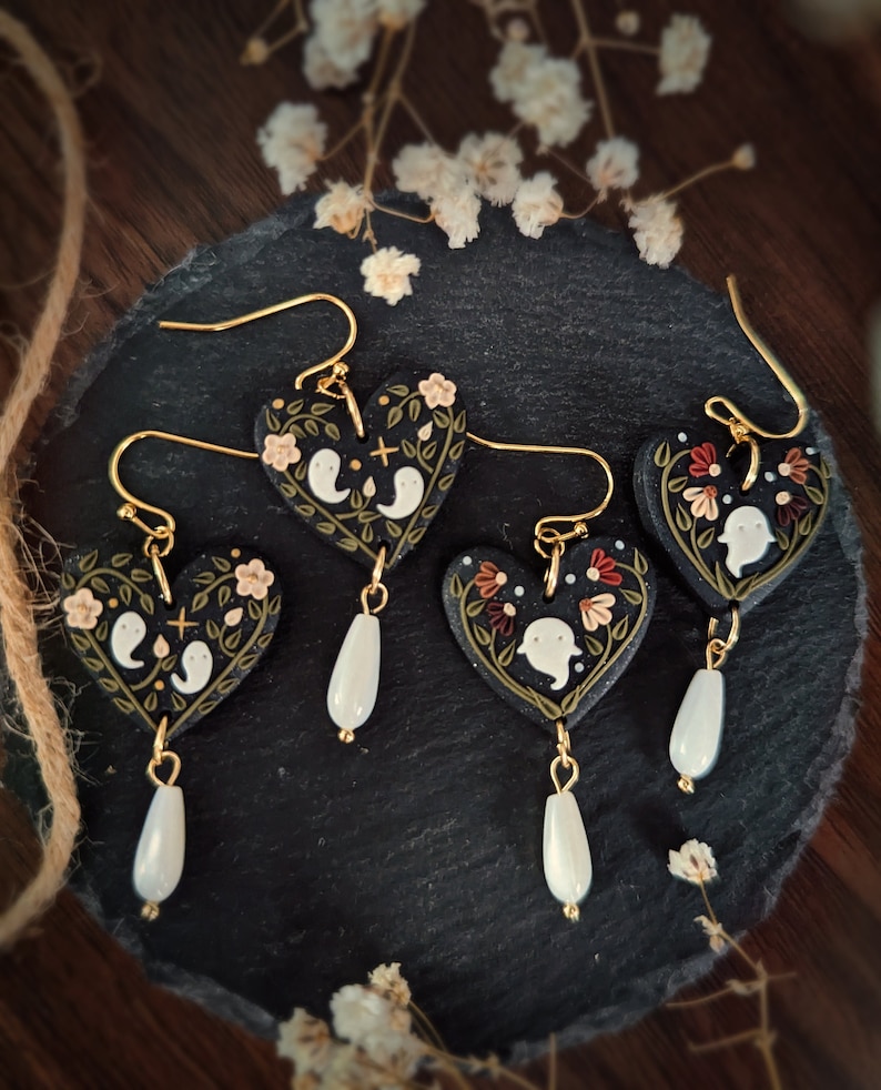 Love After Death Earrings | Dark Cottagecore Moon Phase Spells Ghost ...