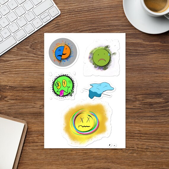 Boutique Moody Smiley Face Bubble-free Sticker Sheet - Etsy