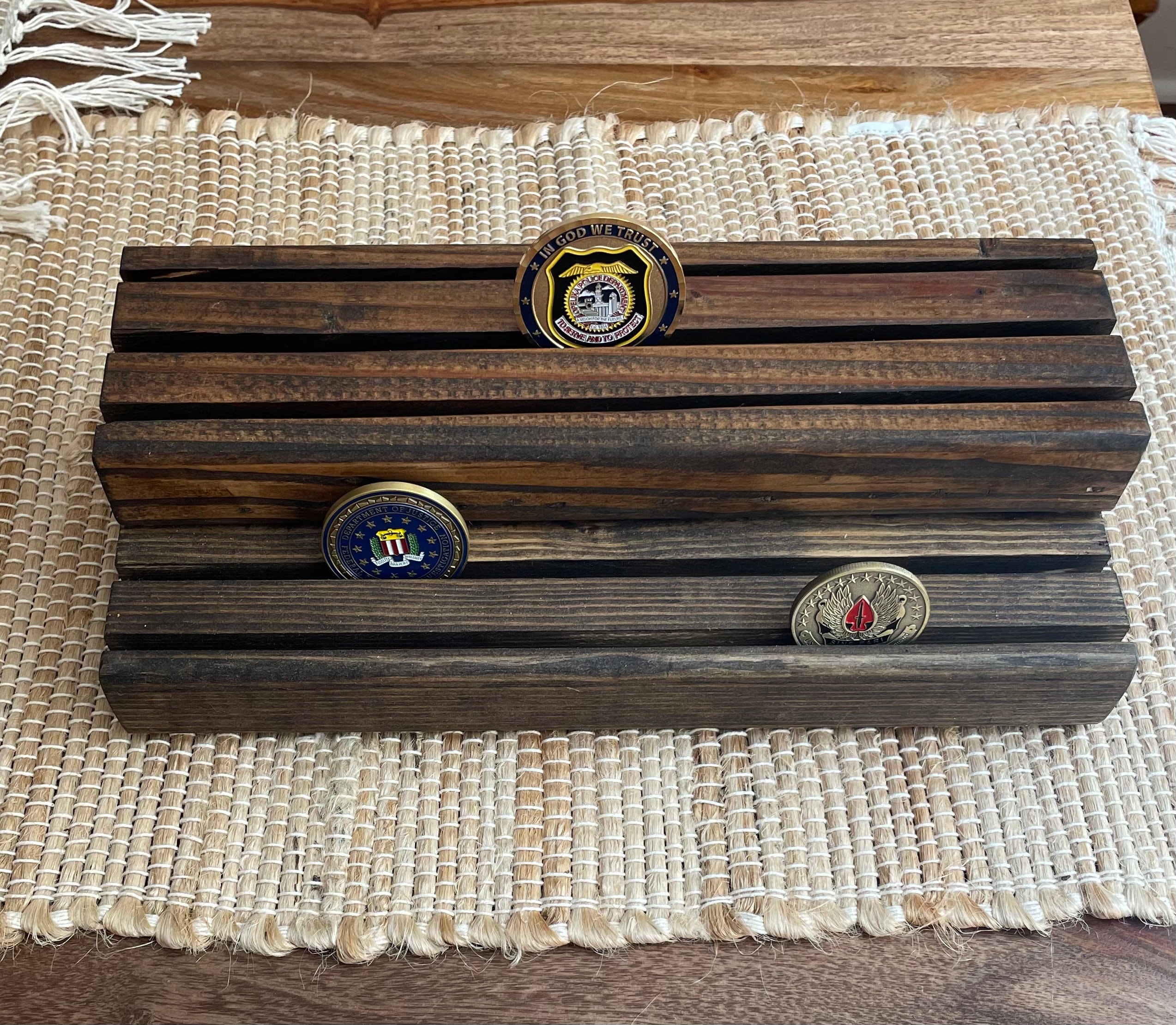 Challenge Coin Display Dark Walnut Stain (30 Coins) FREE SHIPPING!! - Etsy