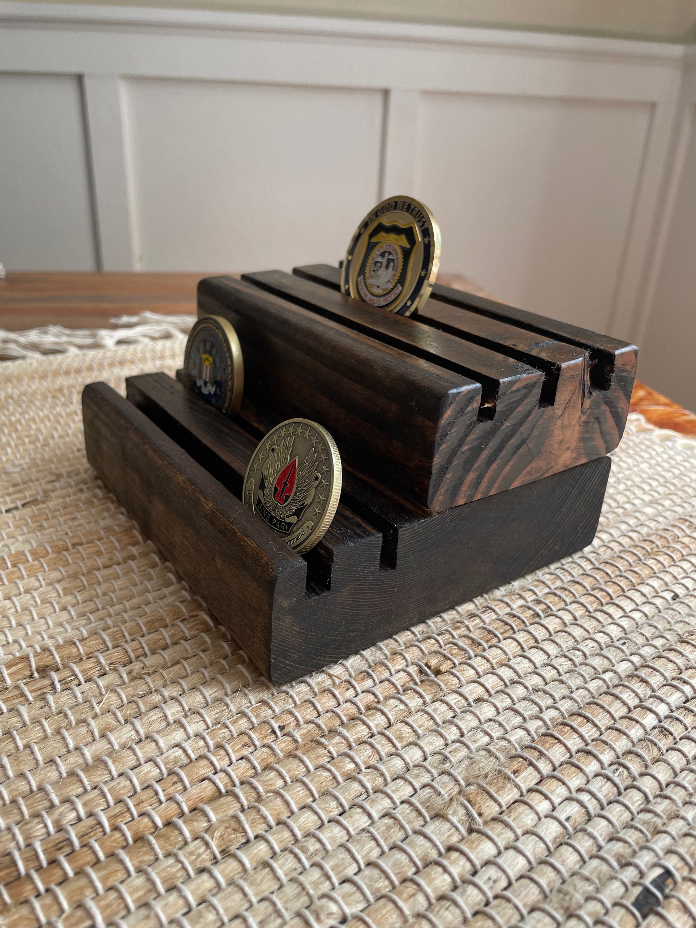 Challenge Coin Display Dark Walnut Stain (30 Coins) FREE SHIPPING!! - Etsy
