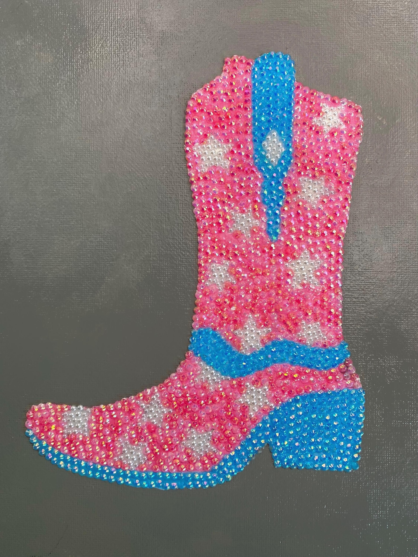 Pink and Blue Star Cowgirl Boot Bedazzled Rhinestone Canvas Art - Etsy