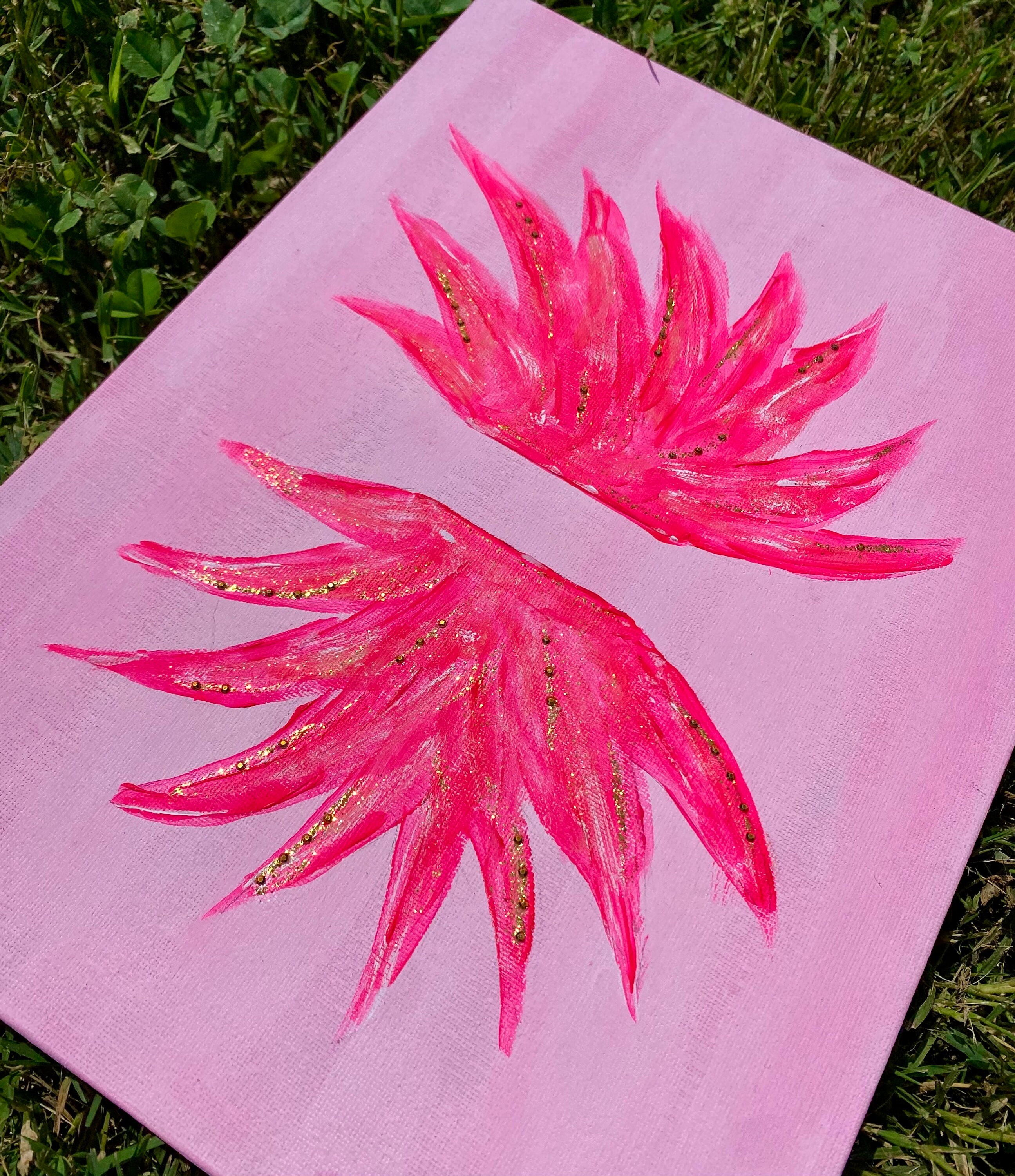 Pink Angel Wings Bedazzled Canvas Art - Etsy