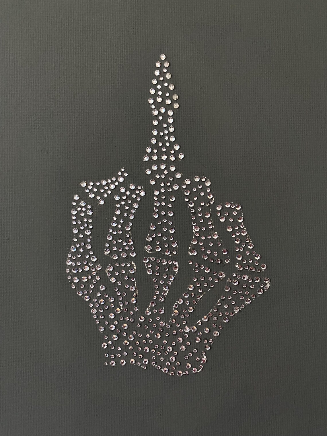 Bling Bedazzled Skeleton Middle Finger Rhinestone Glitter Canvas Art ...