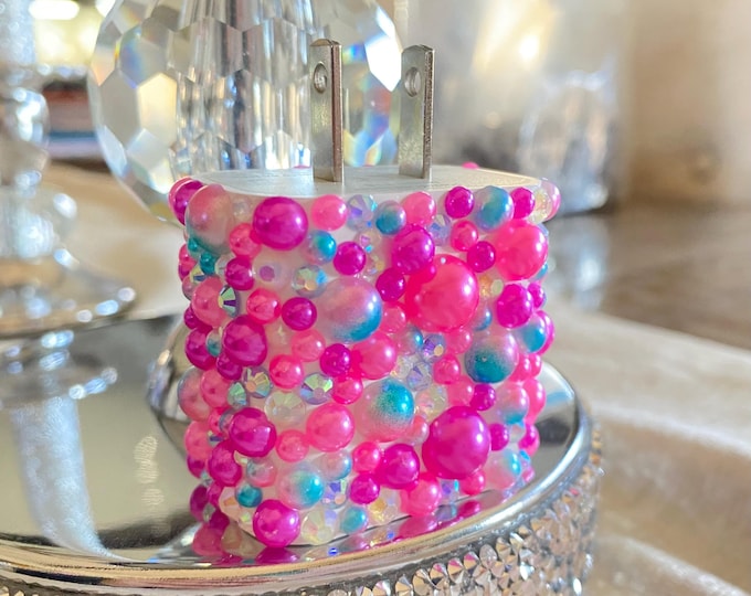 Pink & Blue Pearl Rhinestone Bedazzled Bling Charger Block/brick - Etsy