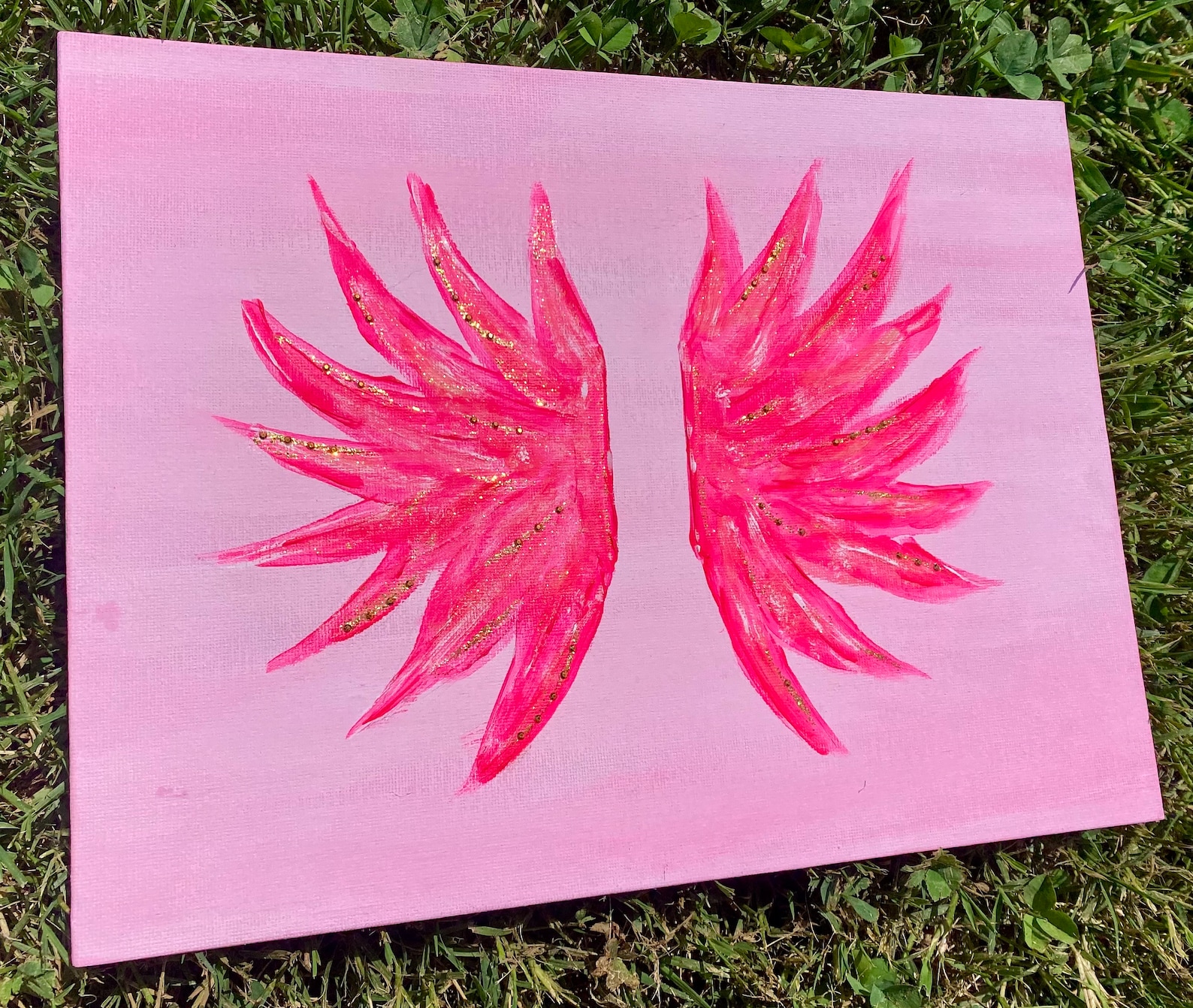 Pink Angel Wings Bedazzled Canvas Art - Etsy