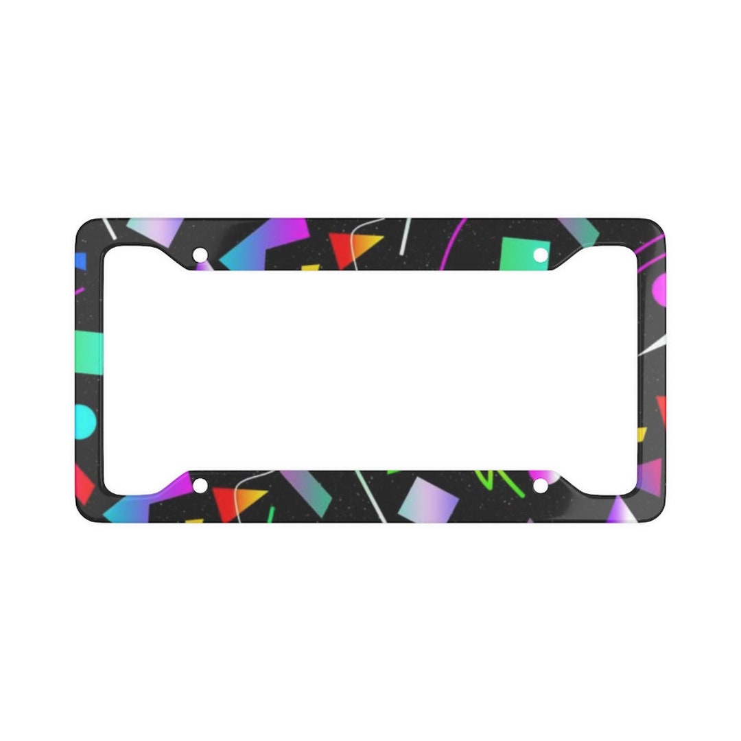 Black License Plate Frame With an 80s Retro Design, Random Colorful ...