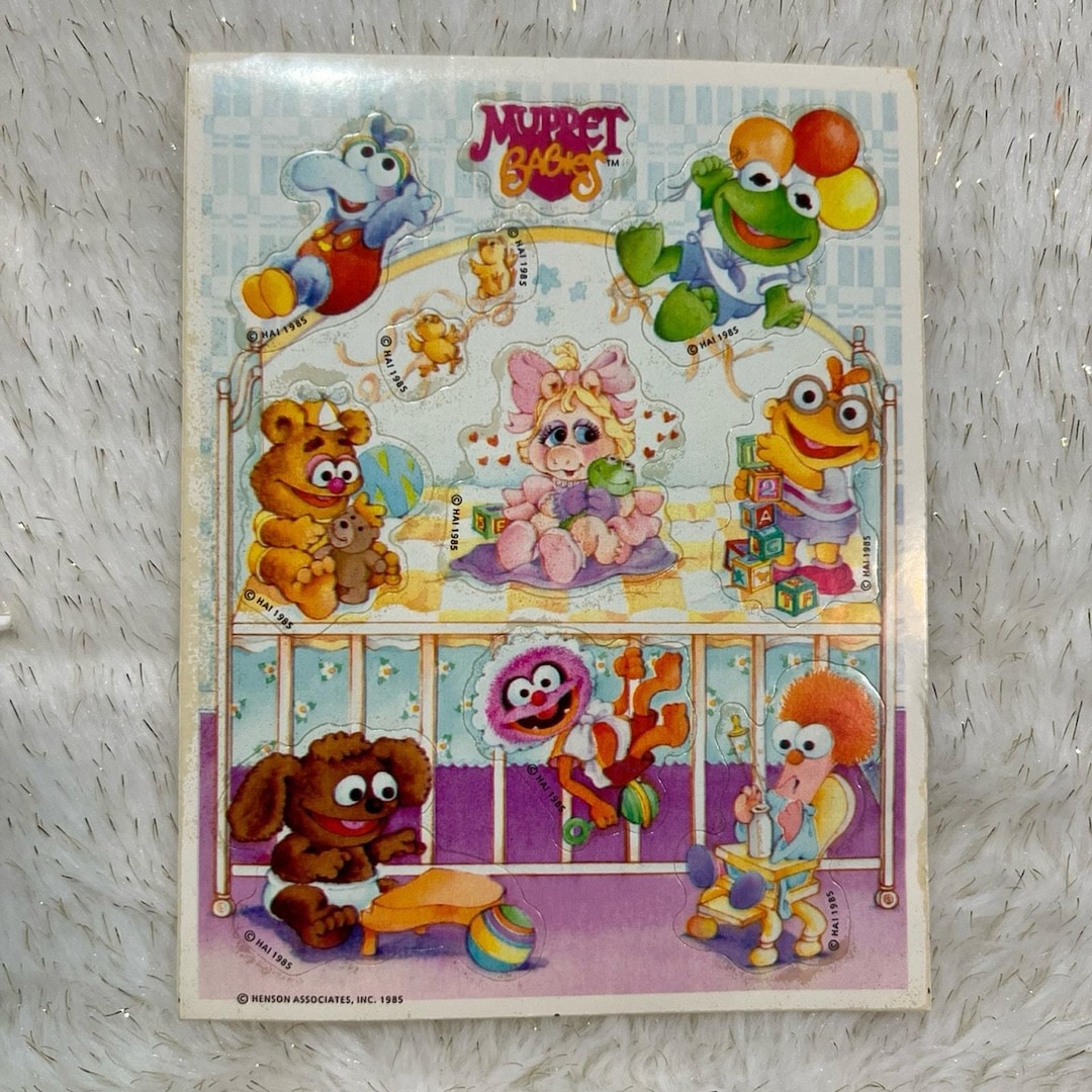Vintage Jim Henson 1985 Muppet Babies Sticker Sheet Piggy Gonzo Kermit ...