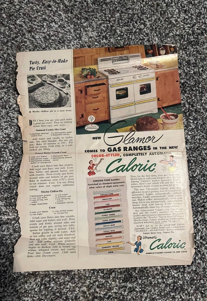 Cheer Laundry Detergent Magazine Ad 1953 / Caloric Range Ad on Backside ...