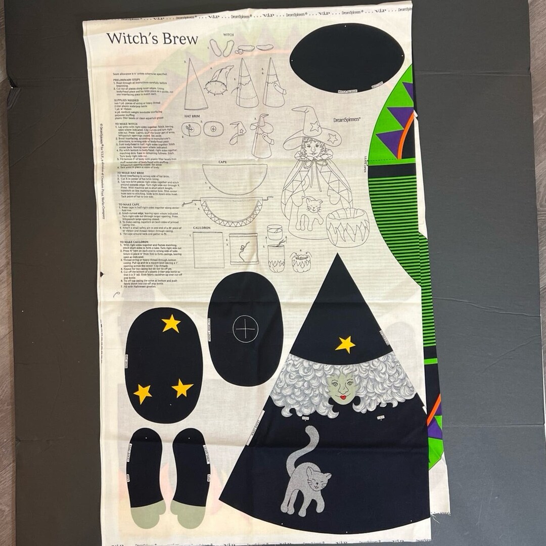 Witchs Brew Halloween Cut and Sew Dream Spinners Witch Cauldron Cat - Etsy