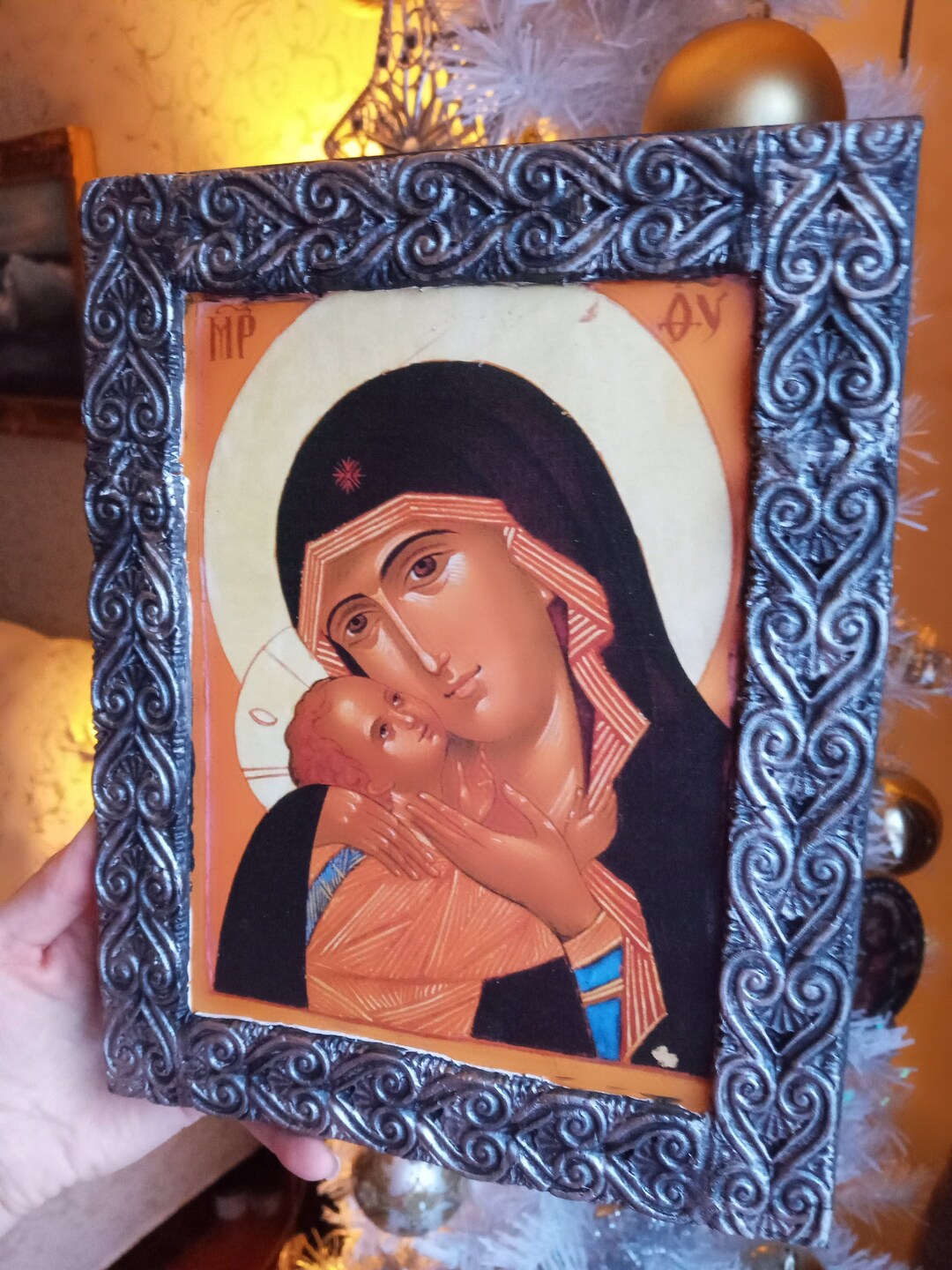 Christian Orthodox Hand Made Icon Mother of God and Jesus Christ, 8x10 ...