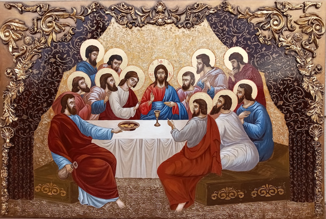 The Last Supper Christian Orthodox Icon of Jesus Christ 2'x3' - Etsy
