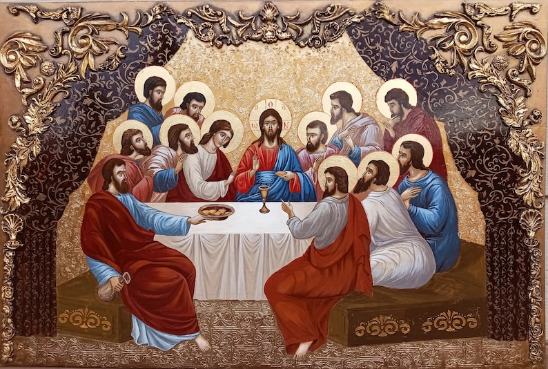 The Last Supper Christian Orthodox Icon of Jesus Christ 2'x3' - Etsy