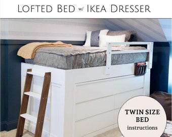 Lofted Bed FULL Size With Ikea Dresser Detailed Build Plans - Etsy