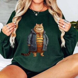 Fat Cat in Cute Sweatshirt, Sweater for Fat Cat, Fat Tabby Cat in ...