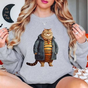 Fat Cat in Cute Sweatshirt, Sweater for Fat Cat, Fat Tabby Cat in ...