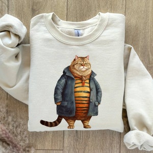 Fat Cat in Cute Sweatshirt, Sweater for Fat Cat, Fat Tabby Cat in ...