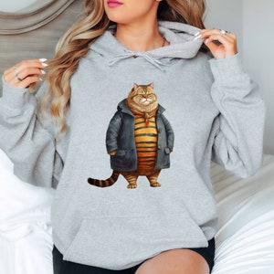 Fat Cat in Cute Hoodie, Hoodie for Fat Cat, Fat Tabby Cat in Hoodie ...
