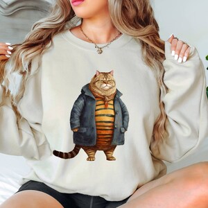 Fat Cat in Cute Sweatshirt, Sweater for Fat Cat, Fat Tabby Cat in ...