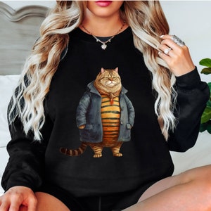 Fat Cat in Cute Sweatshirt, Sweater for Fat Cat, Fat Tabby Cat in ...