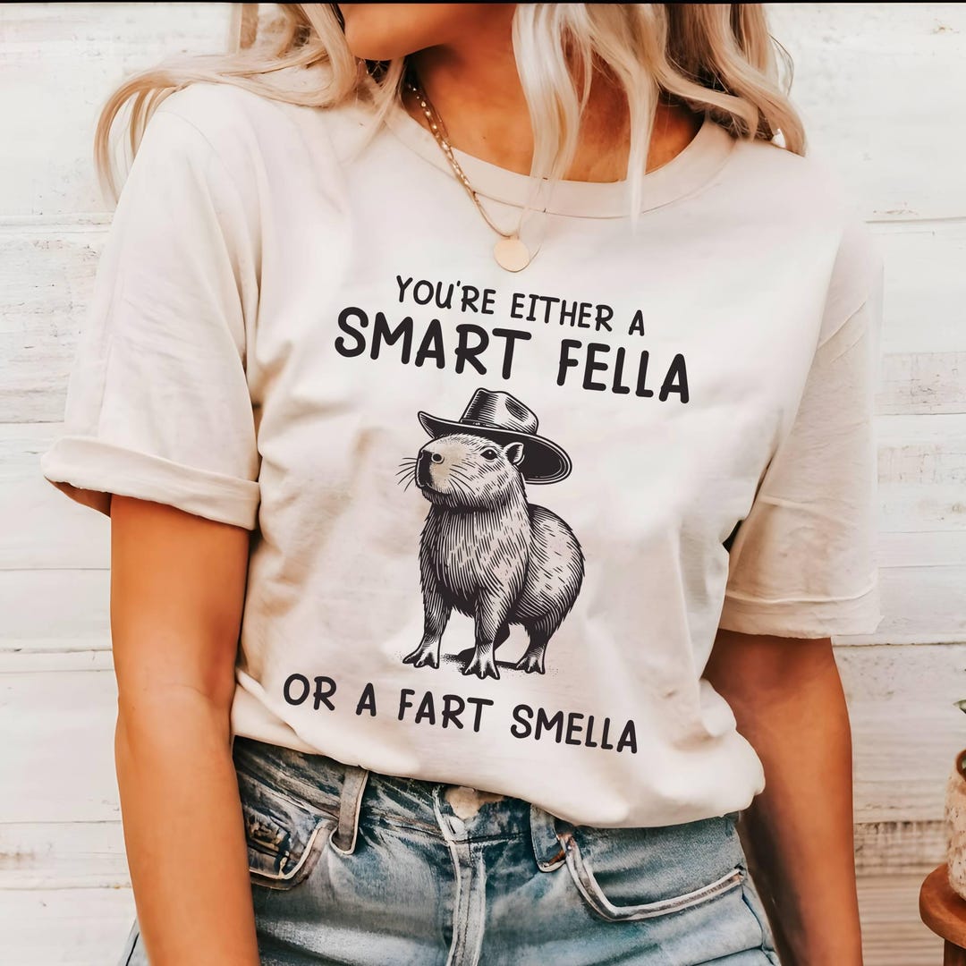 Retro Smart Fella Capybara 90s Shirt,are You A Smart Fella or Fart ...