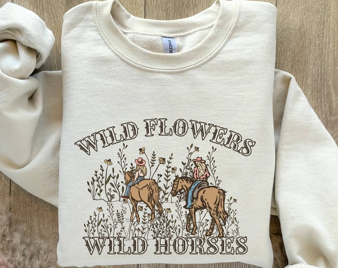 Wild Flowers Wild Horses Natural Shirt, Western Cowgirl Shirt, Trendy ...
