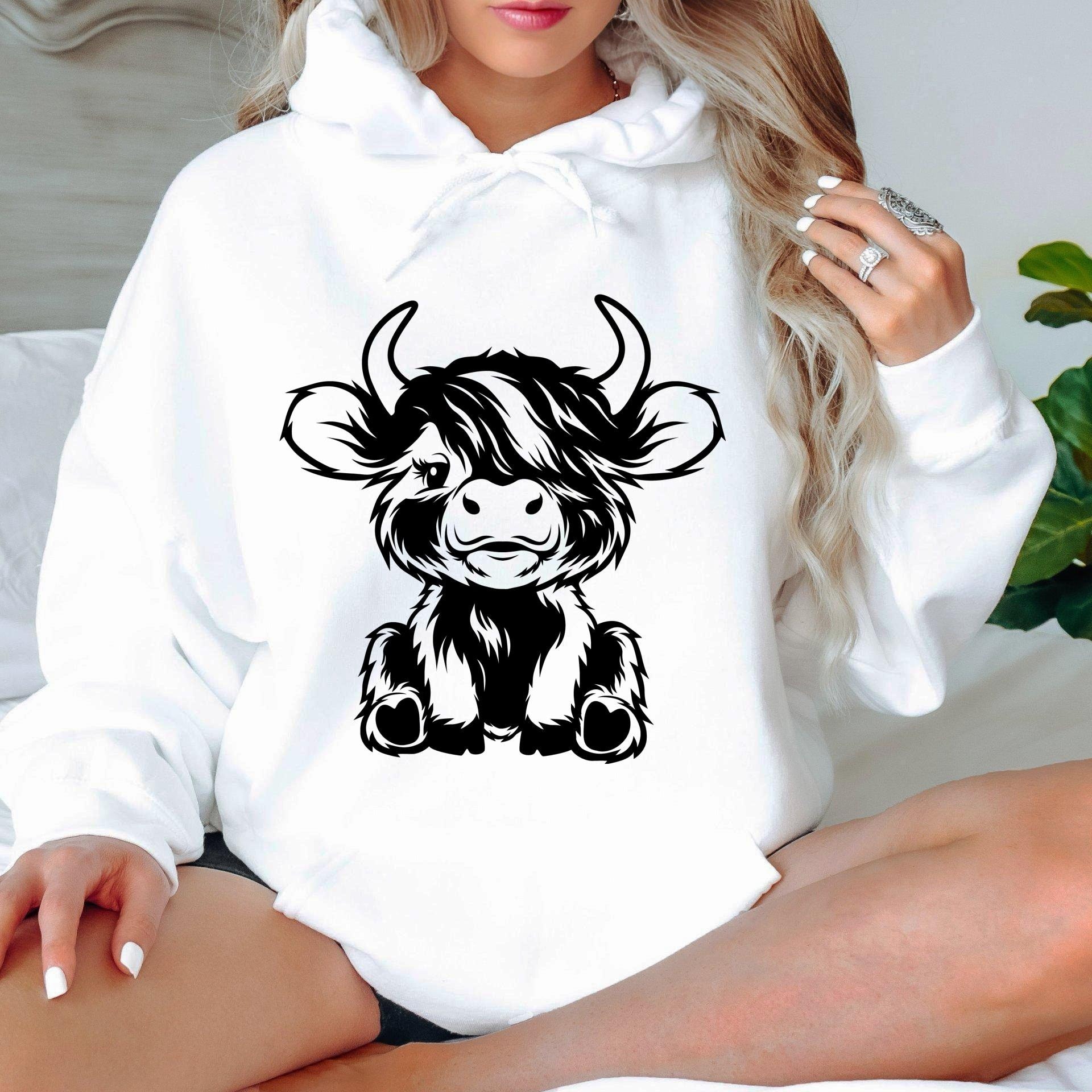 Highland Cow Hoodie, Highland Cow Crewneck, Western Hoodie, Cute Cow ...