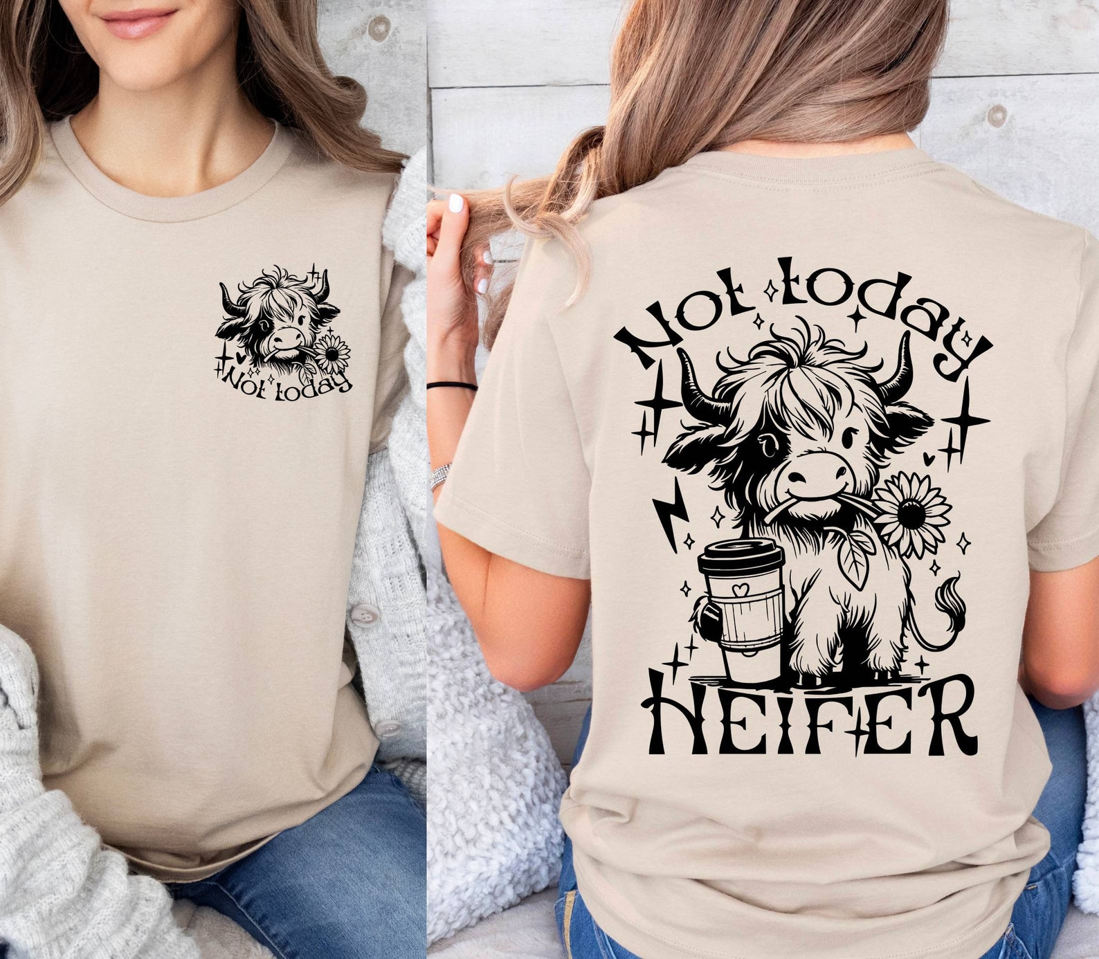 Not Today Heifer Shirt, Coffee Lover Highland Cow T Shirt, Western Cow ...