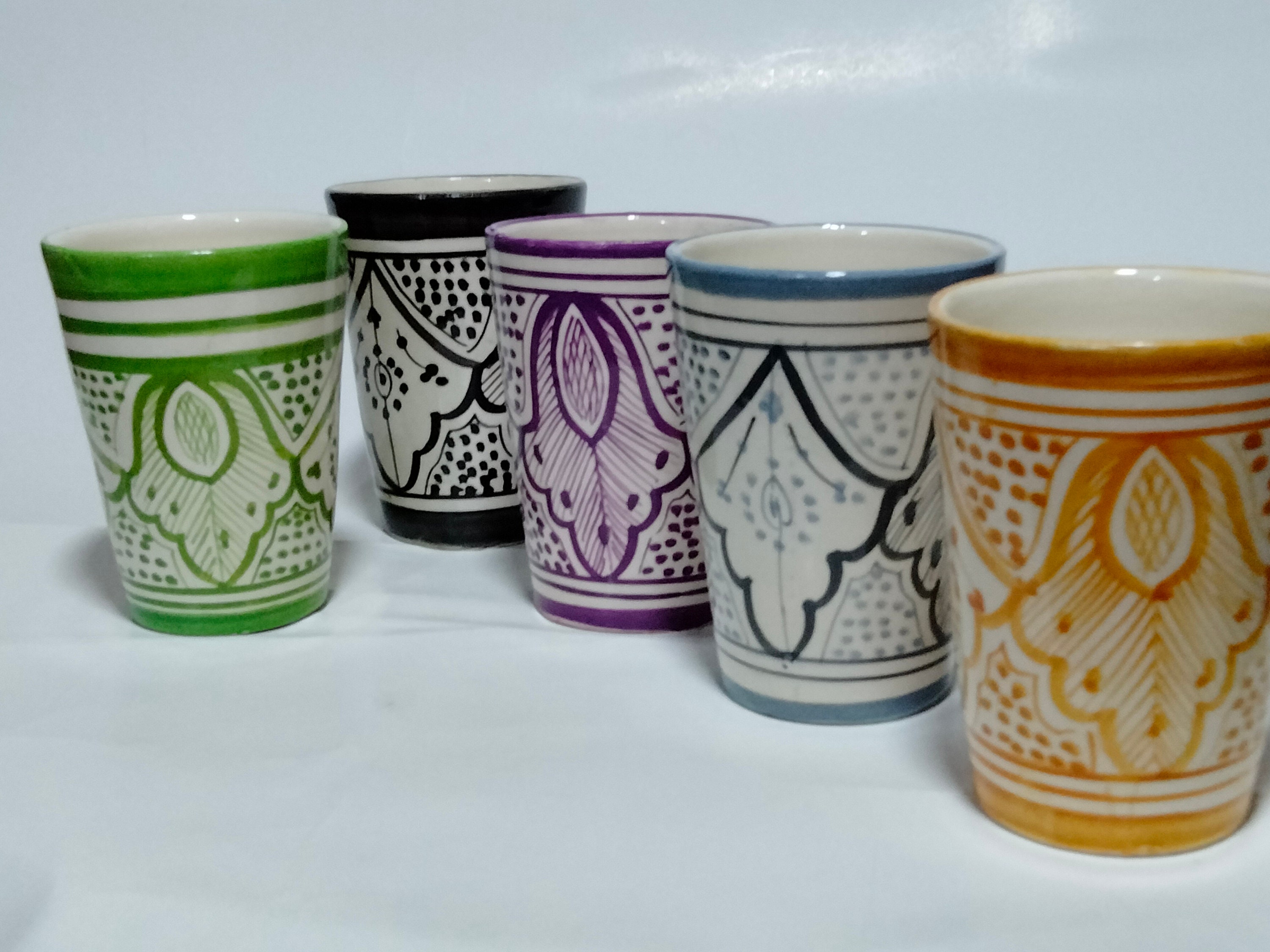Set of 5 Mugs Handmade Ceramic Mug Hand-painted in Morocco - Etsy