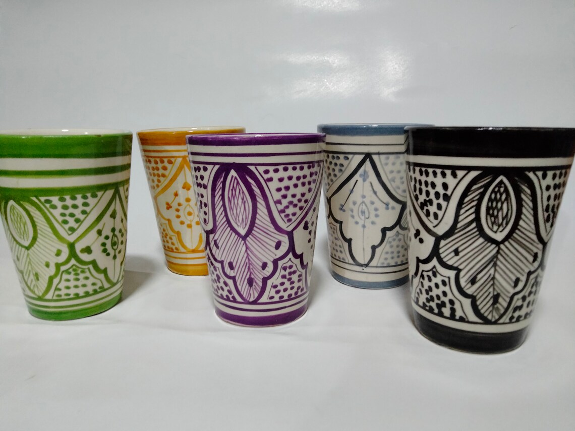 Set of 5 Mugs Handmade Ceramic Mug Hand-painted in Morocco - Etsy
