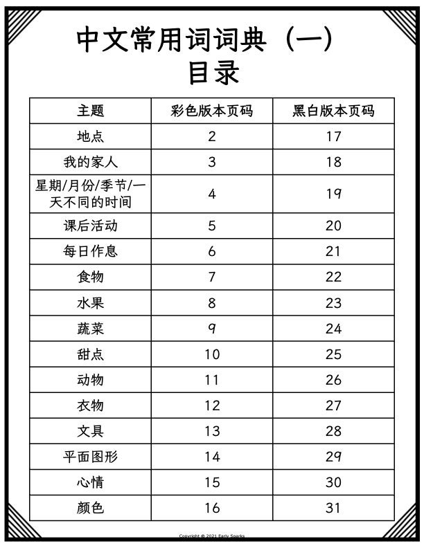 Simplified Chinese Picture Dictionary - the Picture Word Bank for Kids ...