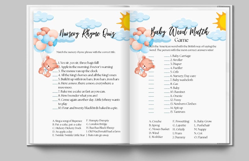 Custom Baby Shower Party Game Packet, ~ Any Theme Baby Shower Games ...