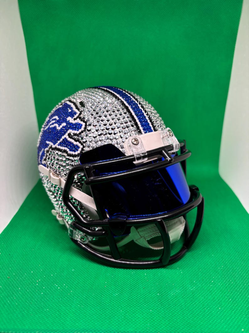 Custom Made Rhinestones Detroit Lions Mini Football Helmet - Etsy