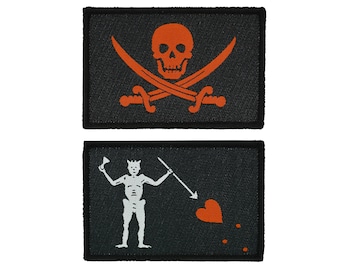Black Beard Pirate Flag Edward Patch 3.0 X 2.0 Hook Fastener - Etsy