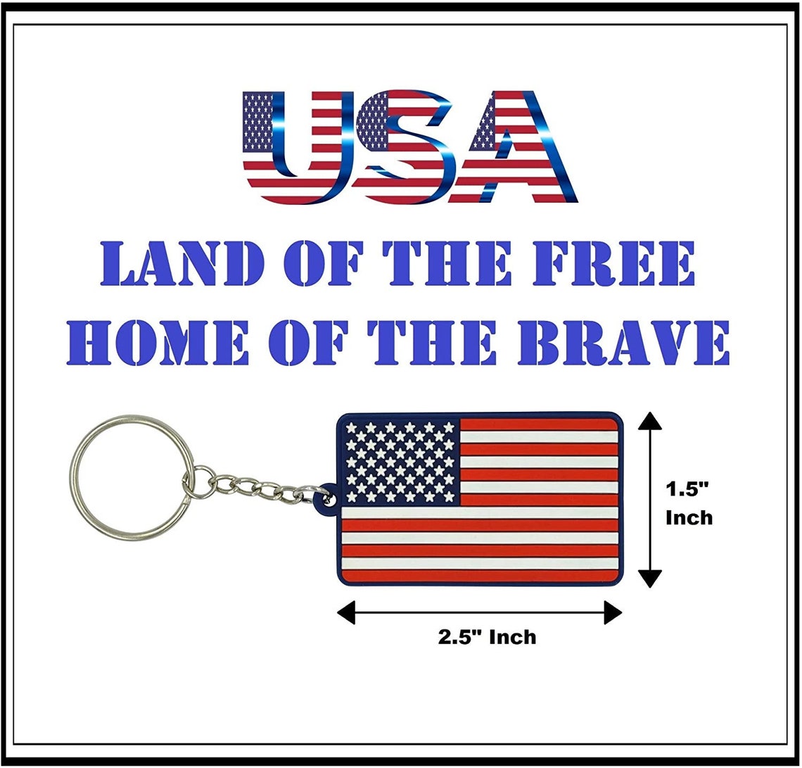 American Flag Keychain With Key Ring - Soft PVC Rubber - (red White ...