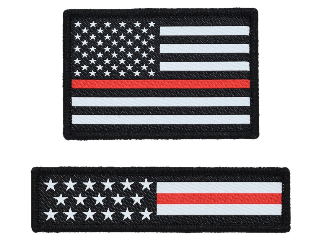Thin Red Line American Flag Hat Patch Set, 2x3 & 1x4, Woven, Hook and Loop - Etsy