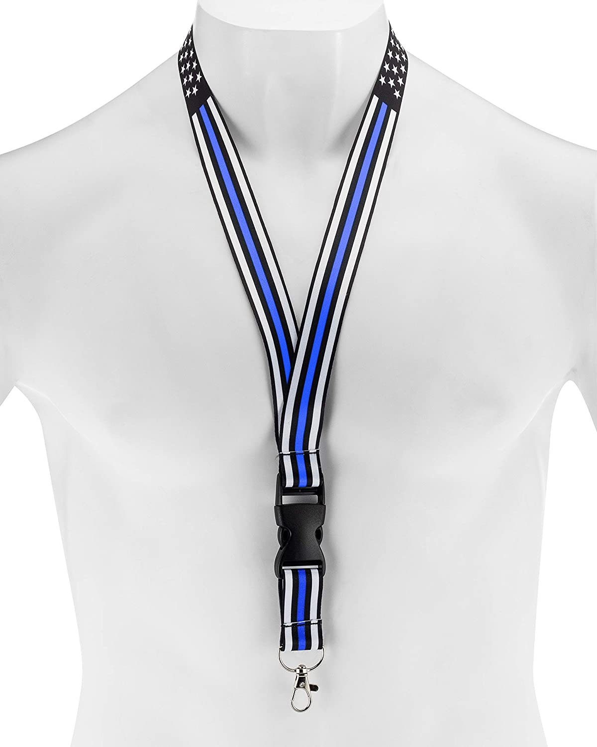 Thin Blue Line American Flag Lanyard - Office Badge and ID Holder - Etsy