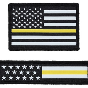 Thin Gold-yellow Line American Flag Hat Patch Set, 2x3 & 1x4, Woven ...